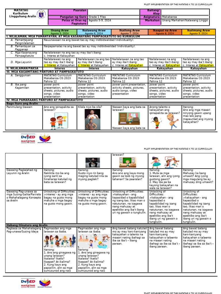 G1-Q1-Dll-Week 2-Makabansa | PDF