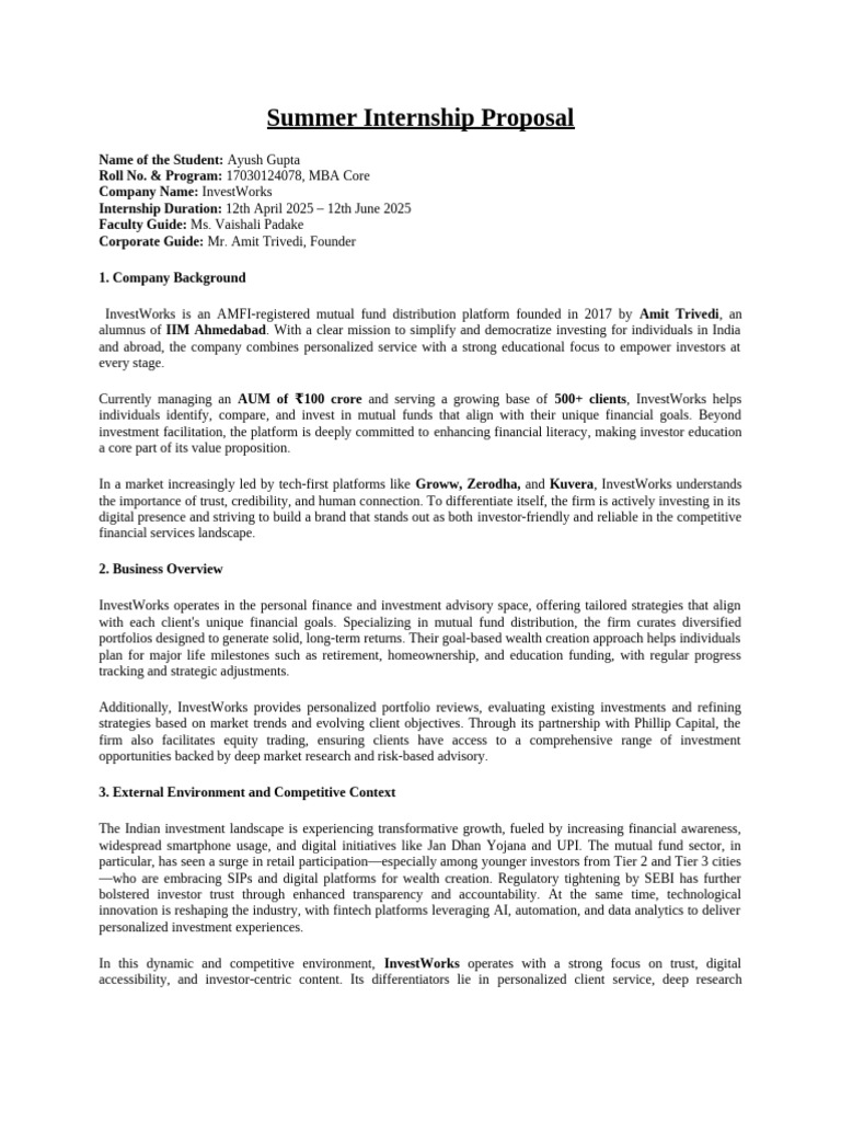 Summer Internship at InvestWorks 2025 | PDF | Investing | Principal ...