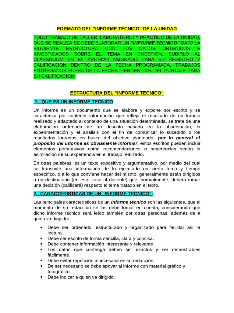 Formato de Informe Técnico en Word | PDF | Información | Comunicación ...