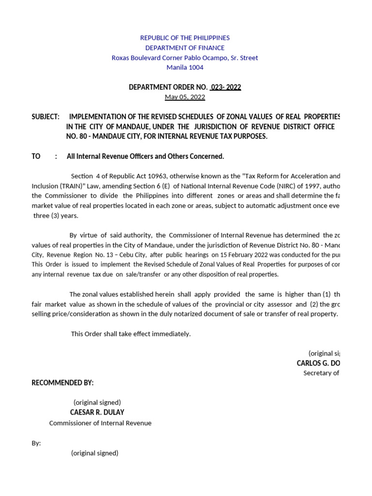 RDO No. 80 - Mandaue City, Cebu | PDF