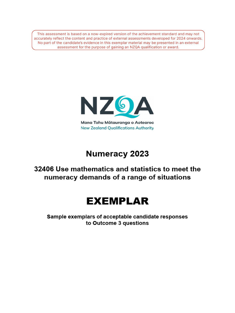 Numeracy 2023 Exemplar Responses | PDF | Mathematics | Applied Mathematics
