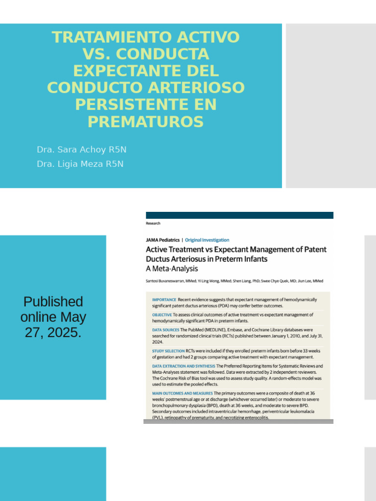 Pca Articulo 27 Mayo 2025 | PDF | Parto prematuro | Especialidades Medicas