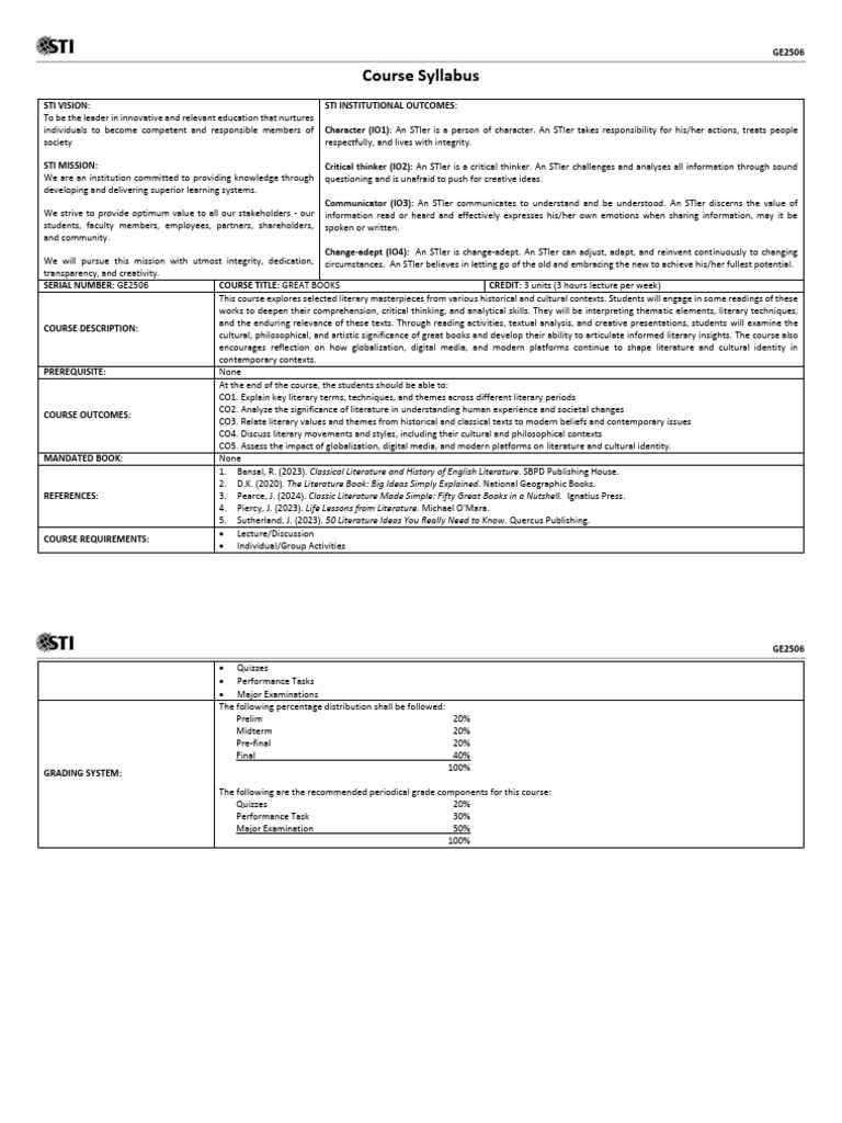 GE2506_-_Great_Books_-_Syllabus_and_Course_Outline(2) | PDF | Critical ...