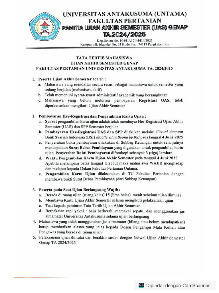 TataTertib Mahasiswa UAS | PDF