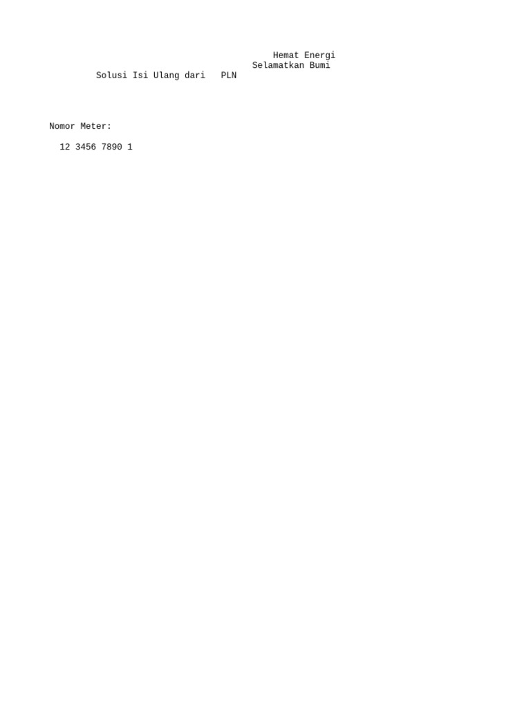 Template Kartu Listrik Pintar PLN | PDF