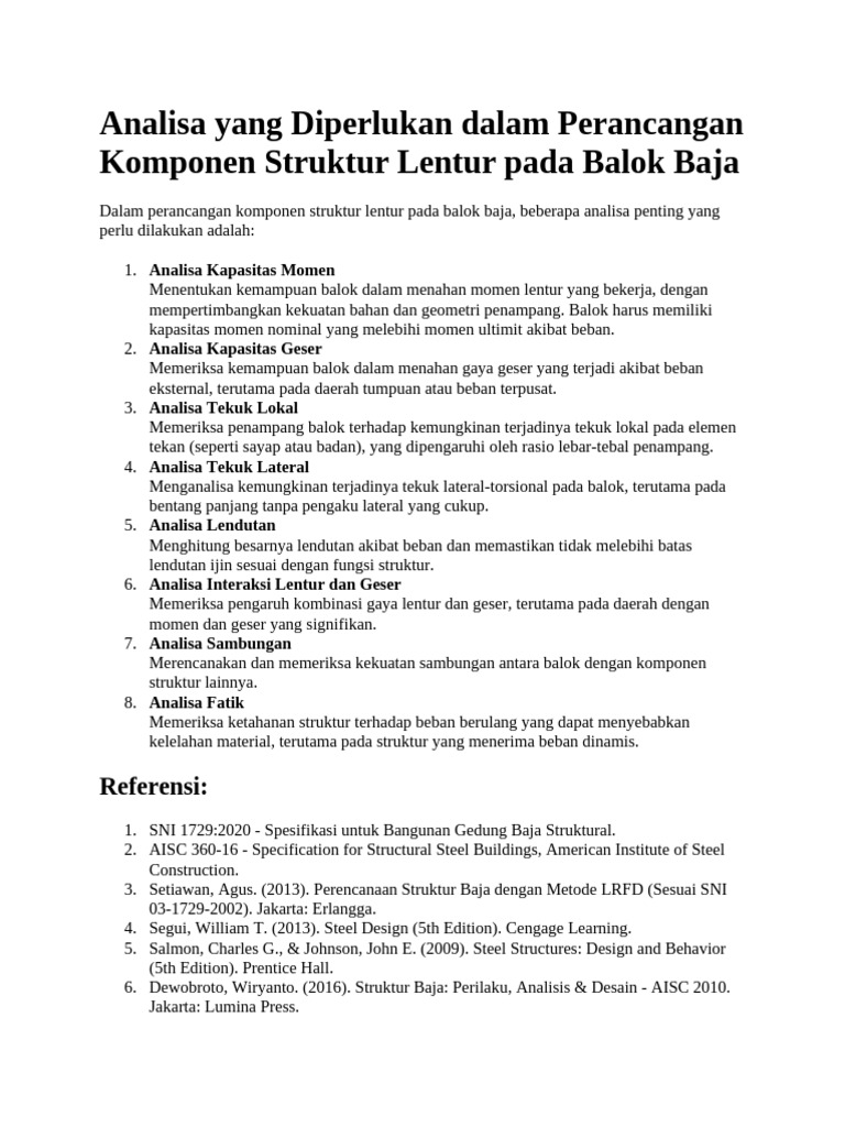 Analisa Yang Diperlukan Dalam Perancangan Komponen Struktur Lentur Pada ...