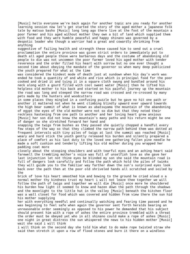 Notegpt_the Story of the Aged Mother _ a Japanese Folktale _ Matsuo ...