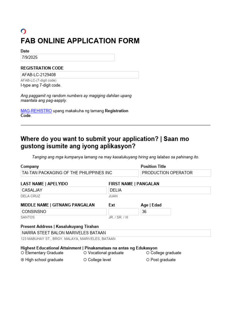 AFAB Online Application Guide 2025 | PDF