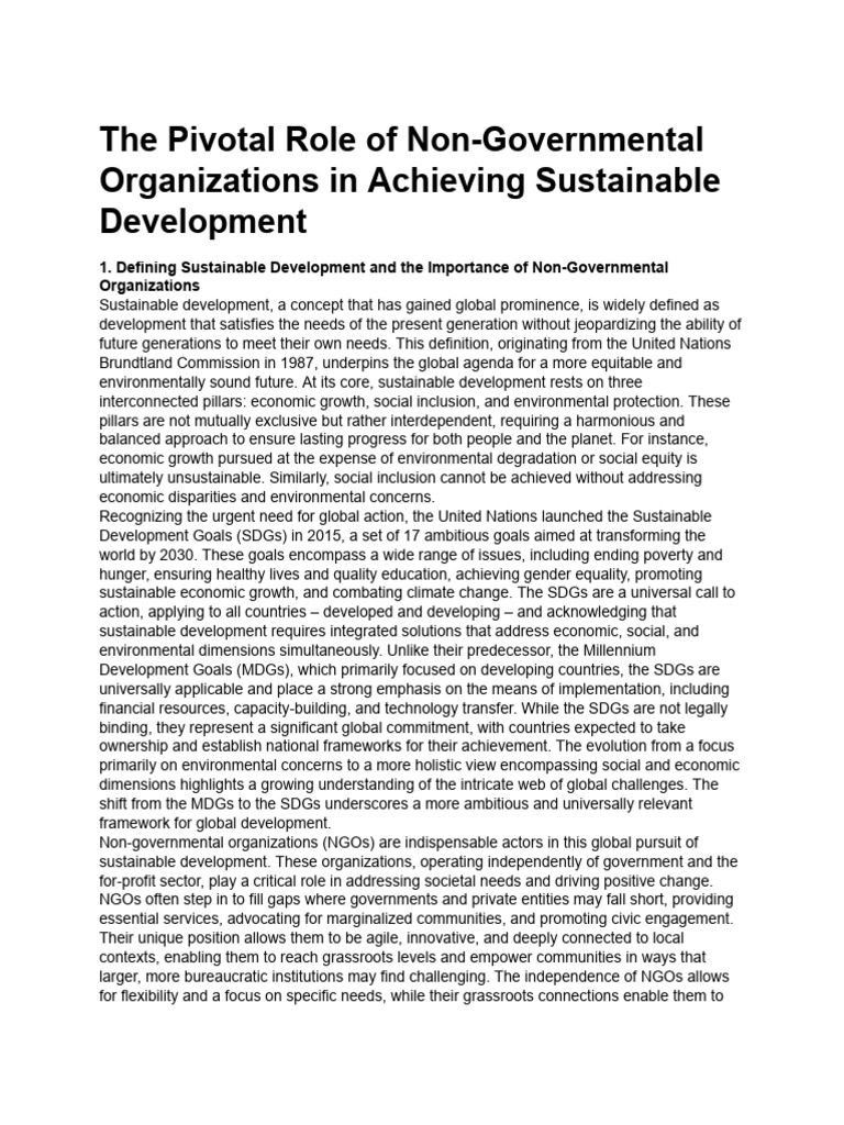 NGOs: Key Players in Sustainable Development | PDF | Sustainability ...