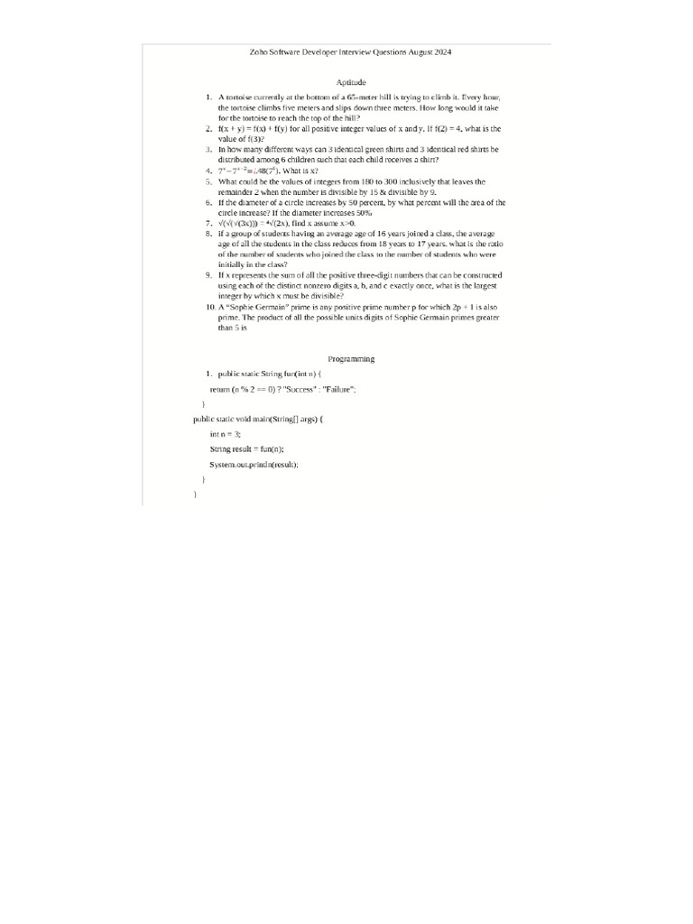 Zoho Interview Qs With Explanations | PDF | Prime Number | Arithmetic