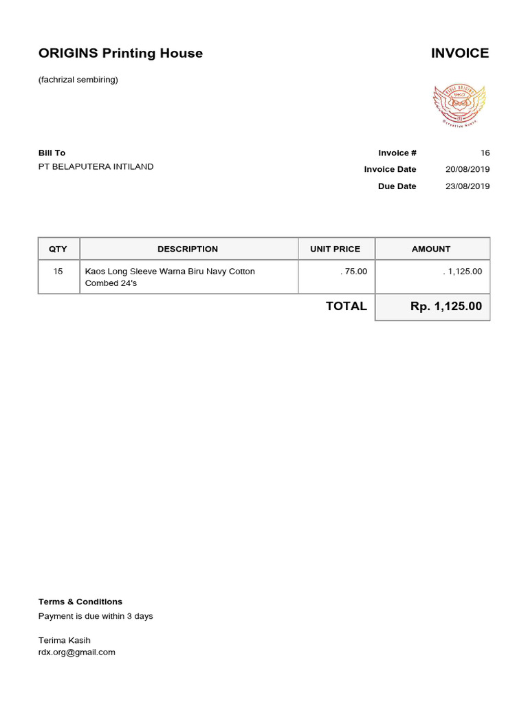 Invoice for PT Belaputera Intiland | PDF