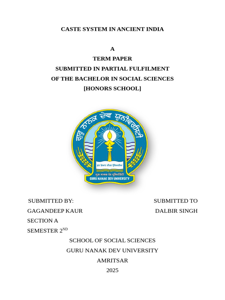 Caste System in Ancient India Handouts 4 | PDF | Caste | Dalit