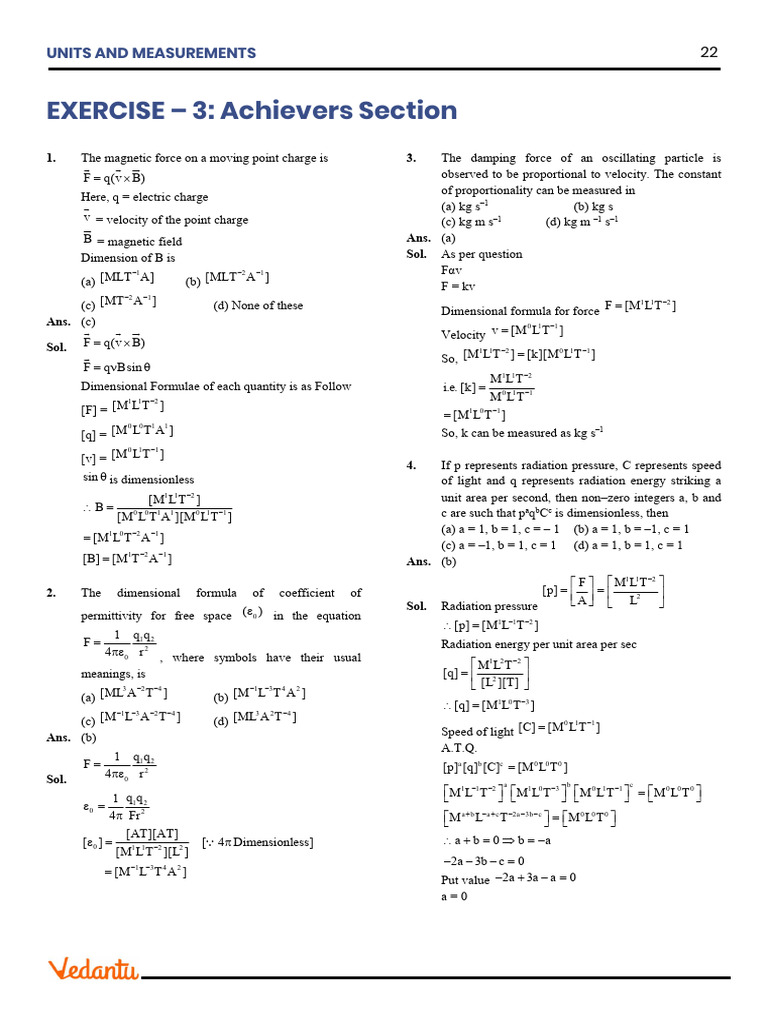 Units and Measurements EX-3 | PDF | Quantity | Physical Quantities