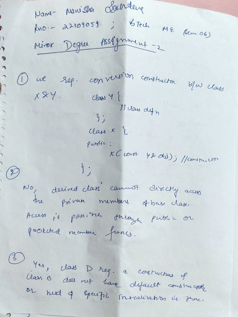 22109059, Manisha Sachdeva, Oops (Minor Degree) Assignment 2 | PDF