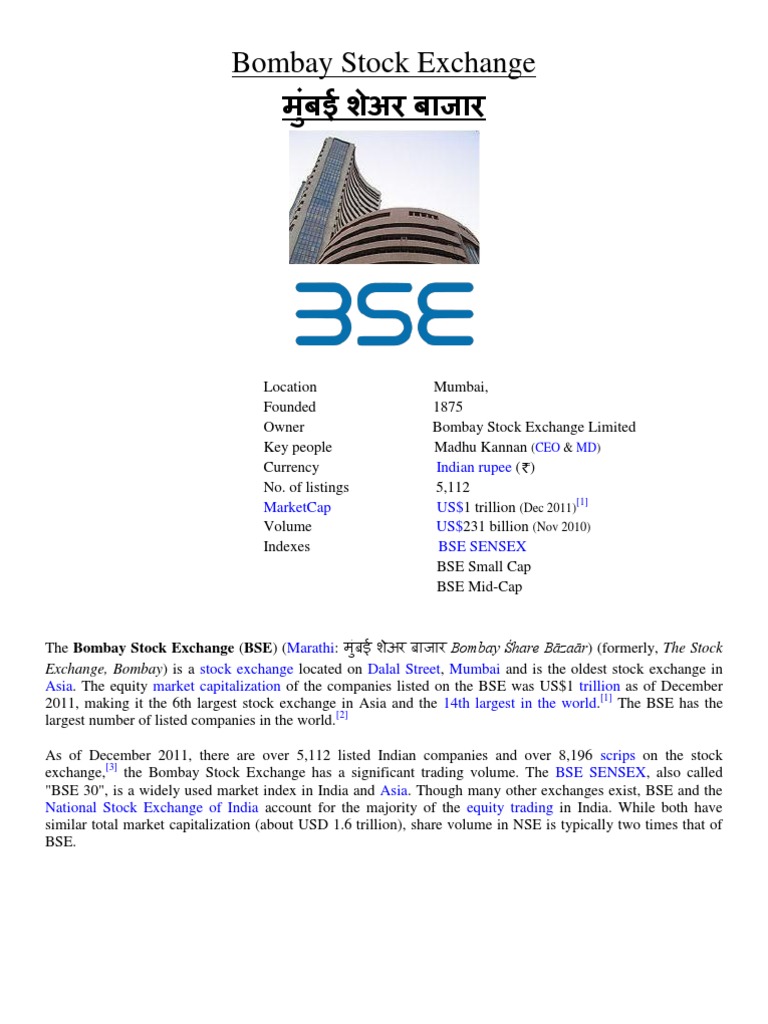 Overview of Bombay Stock Exchange | PDF | Economic Institutions ...