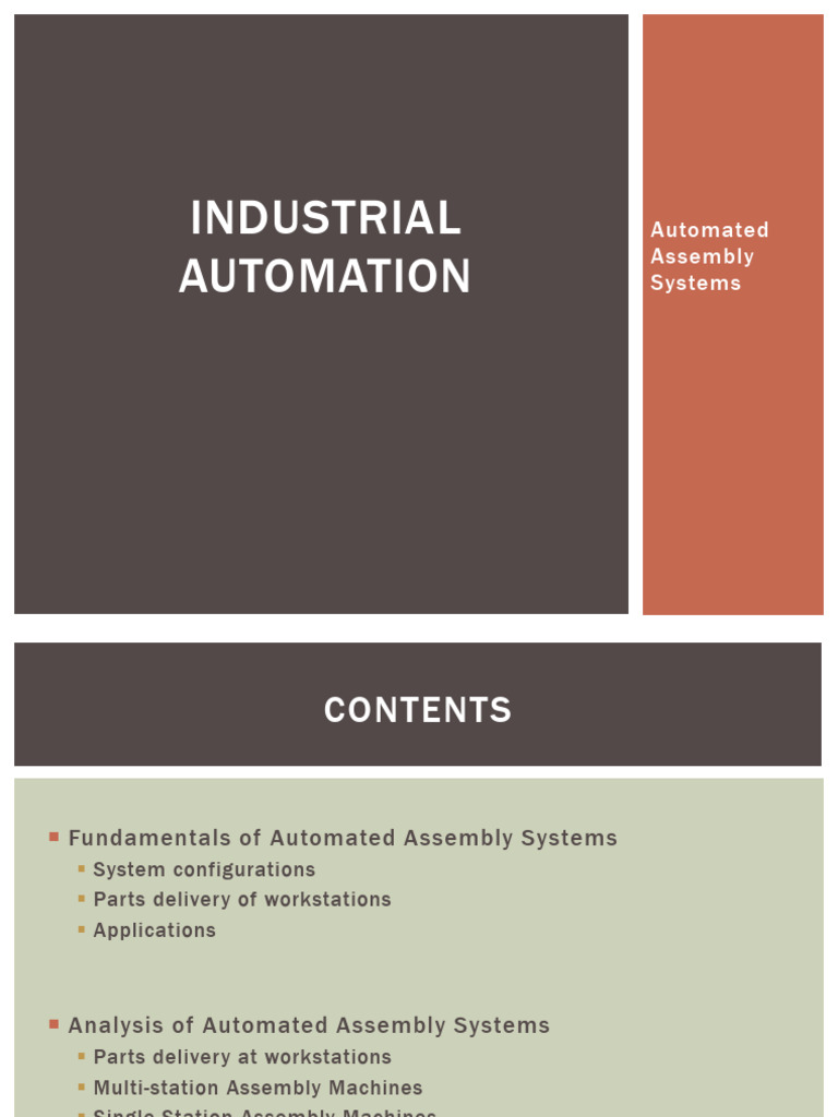 Overview of Automated Assembly Systems | PDF | Automation | System