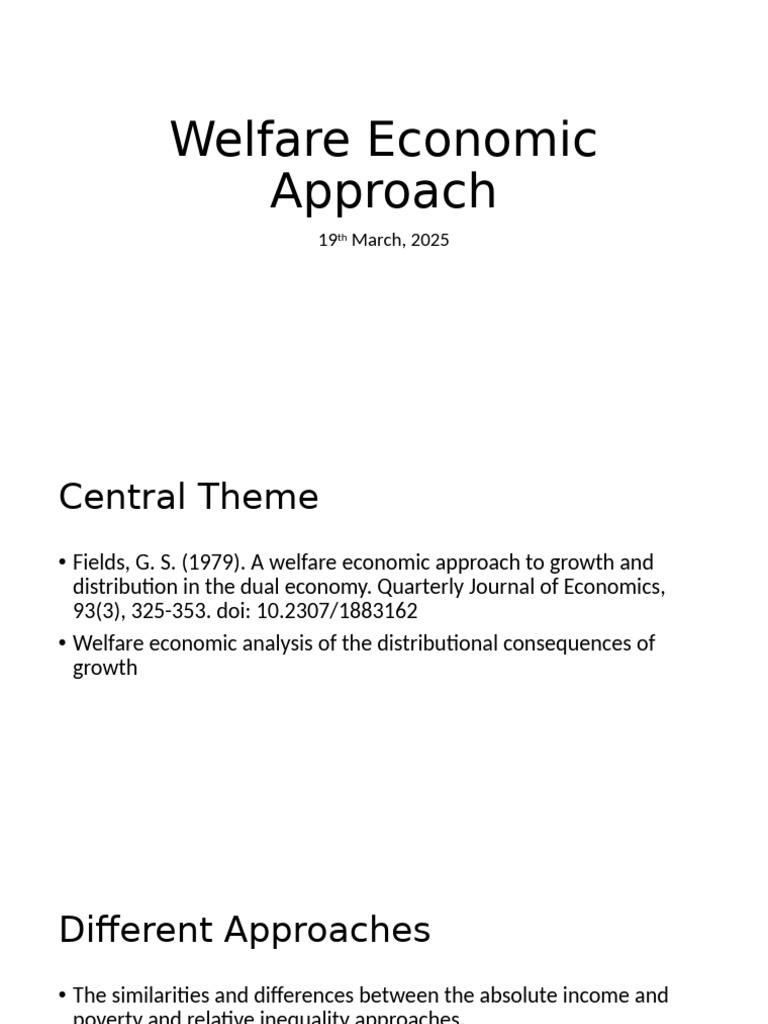 Welfare Economics in Dualistic Growth | PDF | Economic Inequality ...