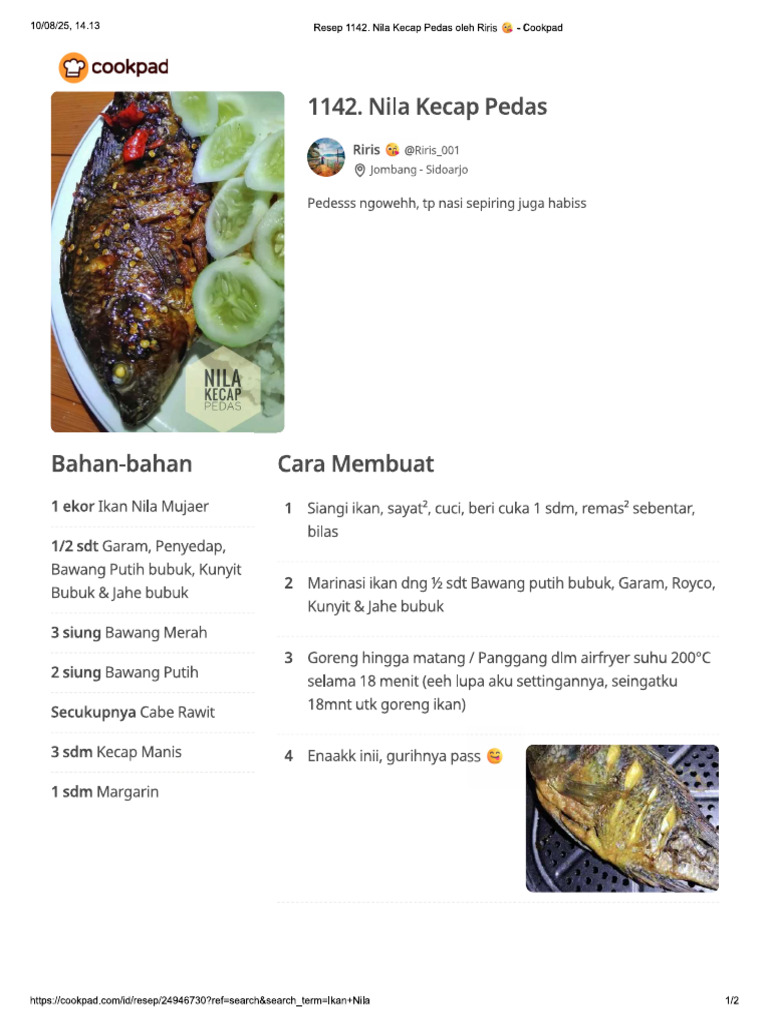 Ikan Nila Dan Kecap | PDF
