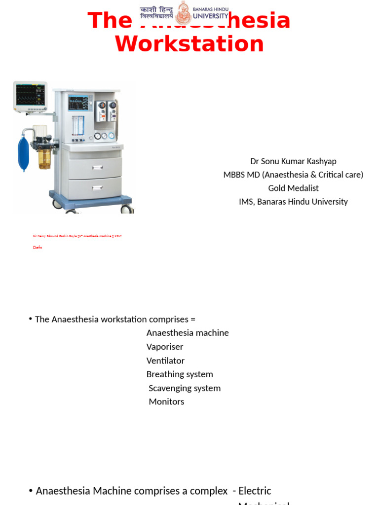 Components of an Anesthesia Workstation | PDF | Valve | Pressure ...