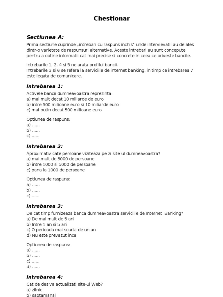 Chestionar Licenta | PDF