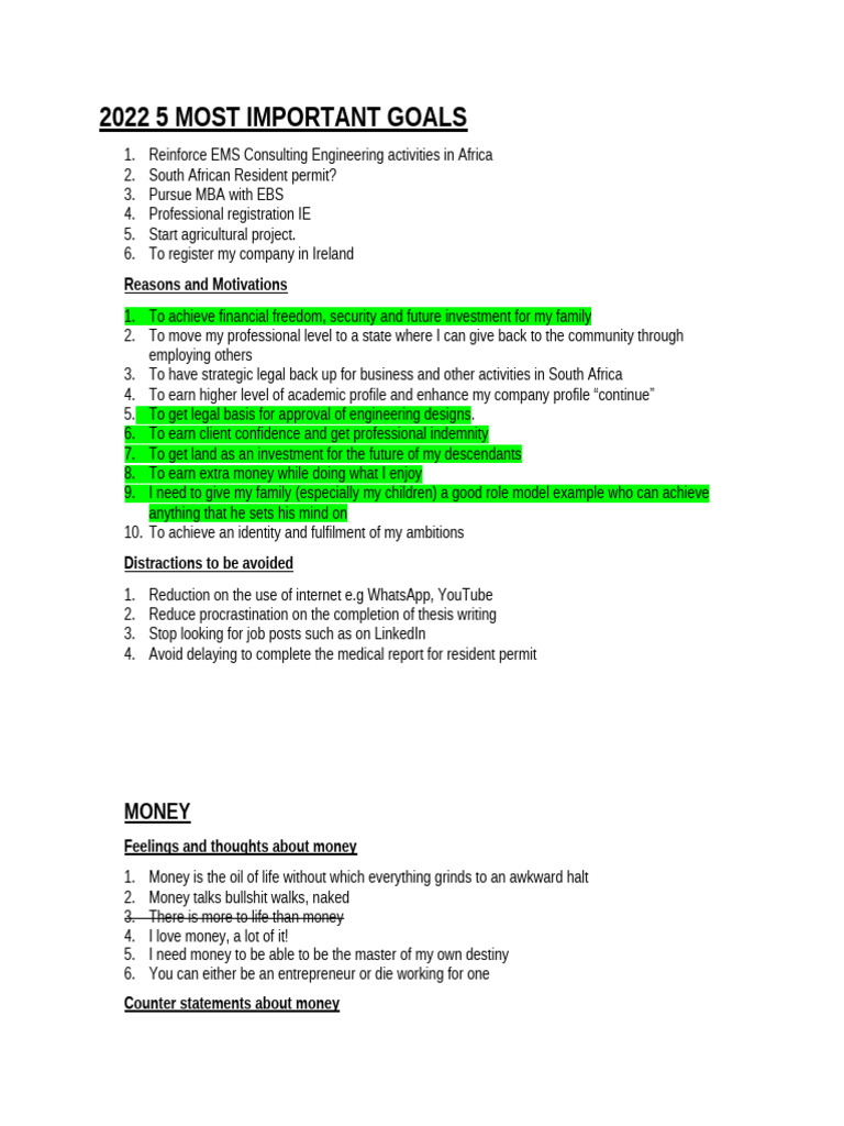 2022 5 Most Important Goals | PDF | Social Psychology