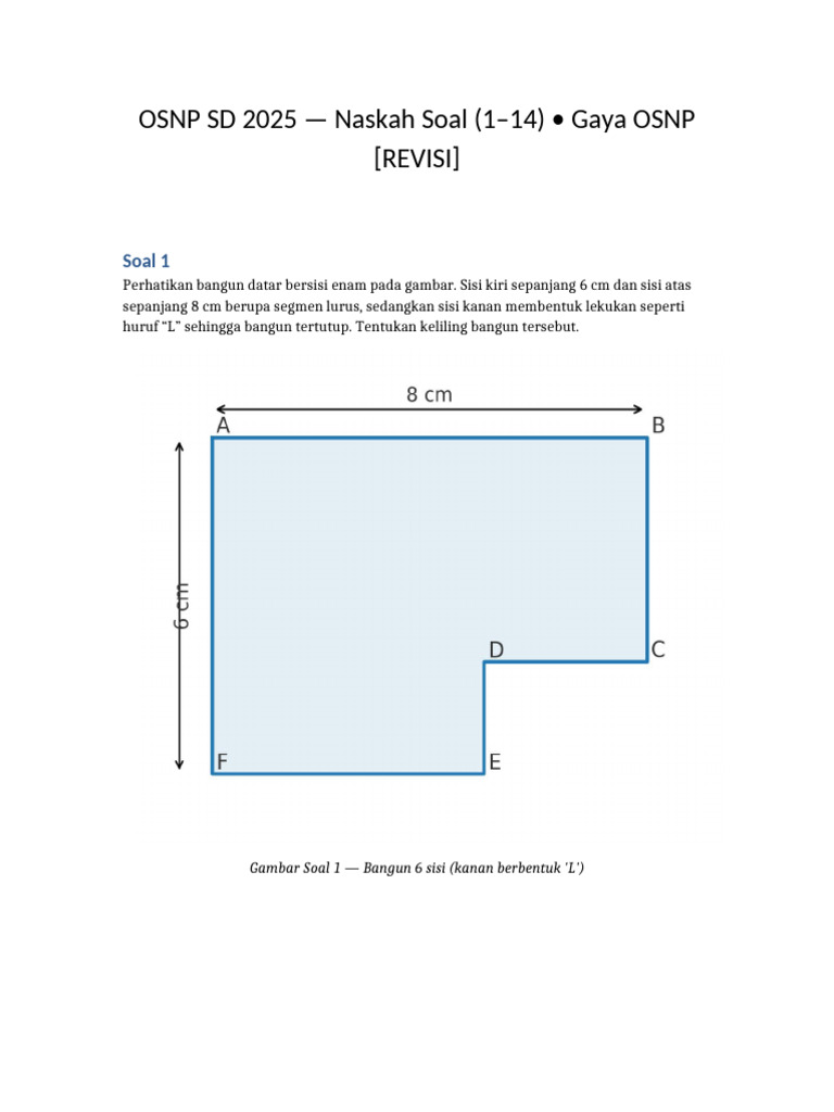 Naskah Soal OSN Tingkat Provinsi SD 2025 Matematika | PDF