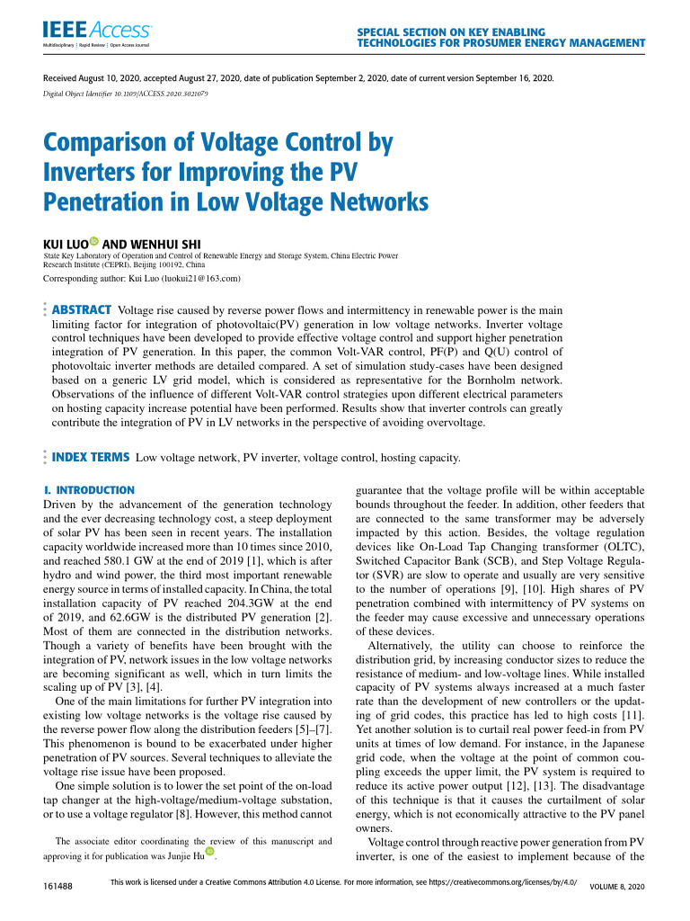 Comparison of Voltage Control by Inverters For Improving The PV ...