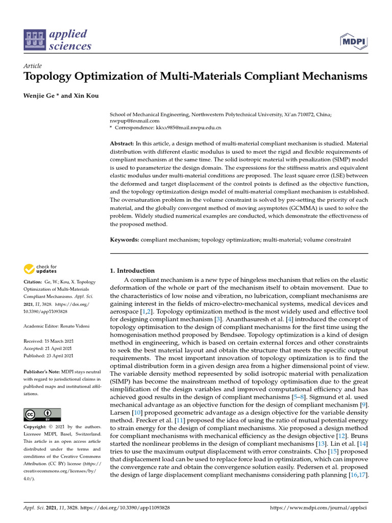 Multi-Material Mechanism Optimization | PDF | Mathematical Optimization ...