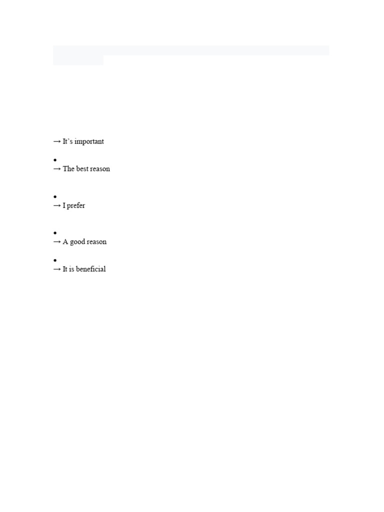Practice To and For For Giving Reasons | PDF