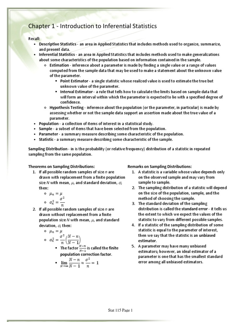 Stat 115 - Basic Statistical Methods | PDF | Statistical Hypothesis ...