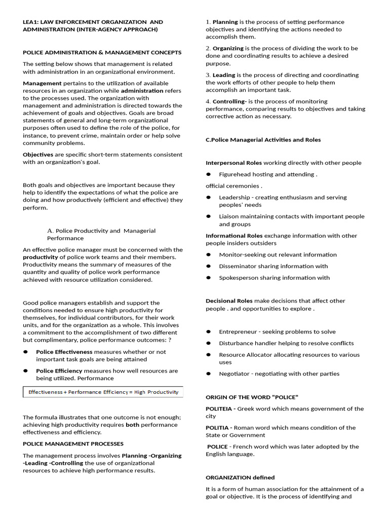 Police Management and Organization Guide | PDF | Hierarchy | Police