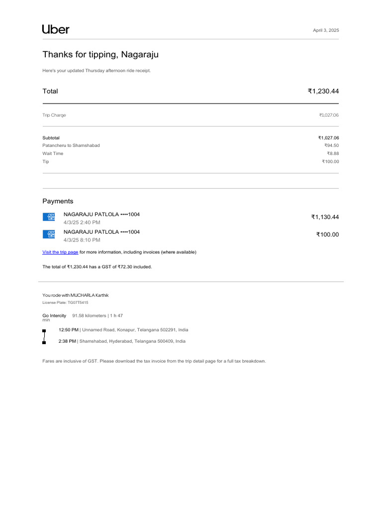 Uber Receipt - 03apr2025 - 201022 | PDF