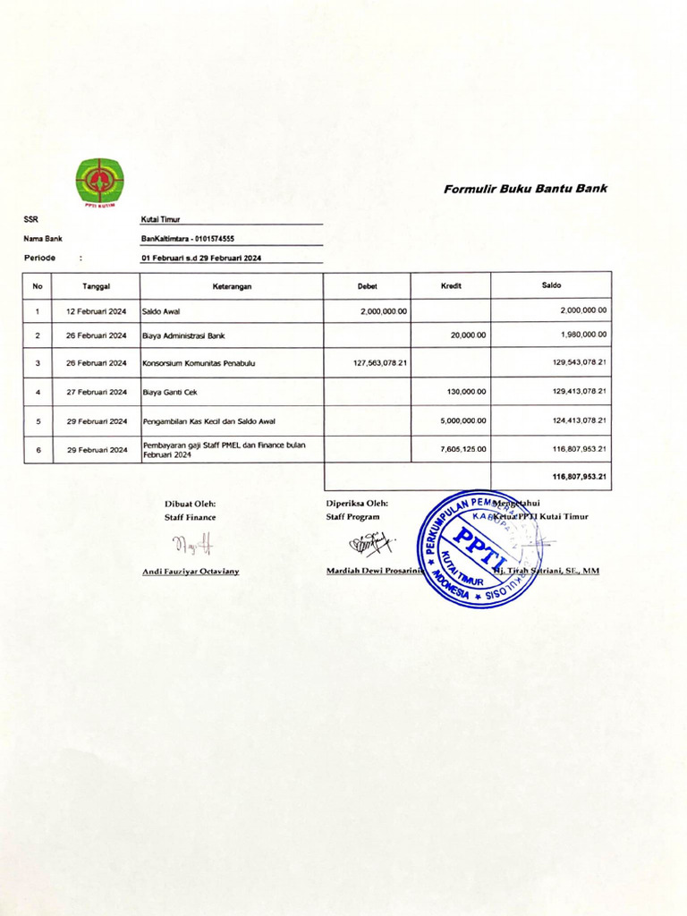 Formulir Buku Bantu Bank | PDF