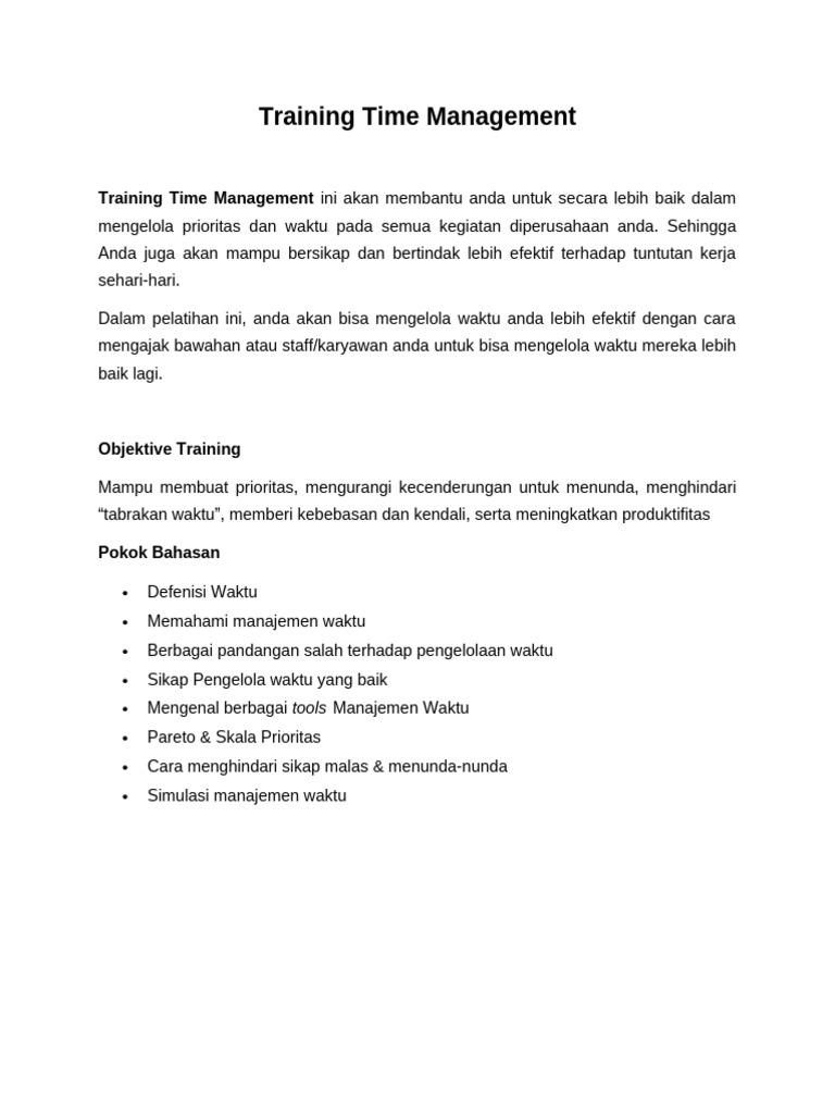 Time Management Training | PDF