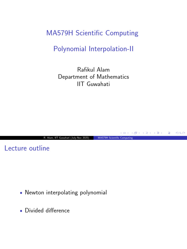 Lect 06(Interpolation II) 2025 | PDF | Mathematical Analysis | Mathematical Relations