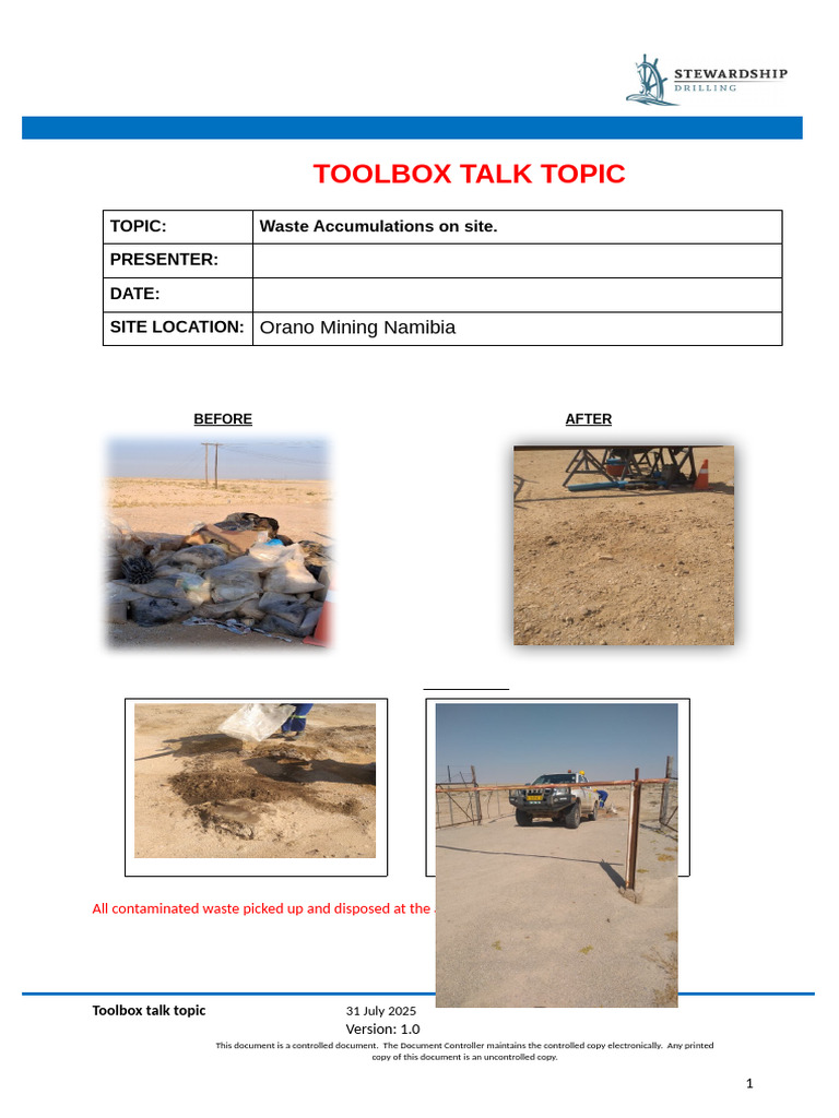 Waste Management Toolbox Talk | PDF