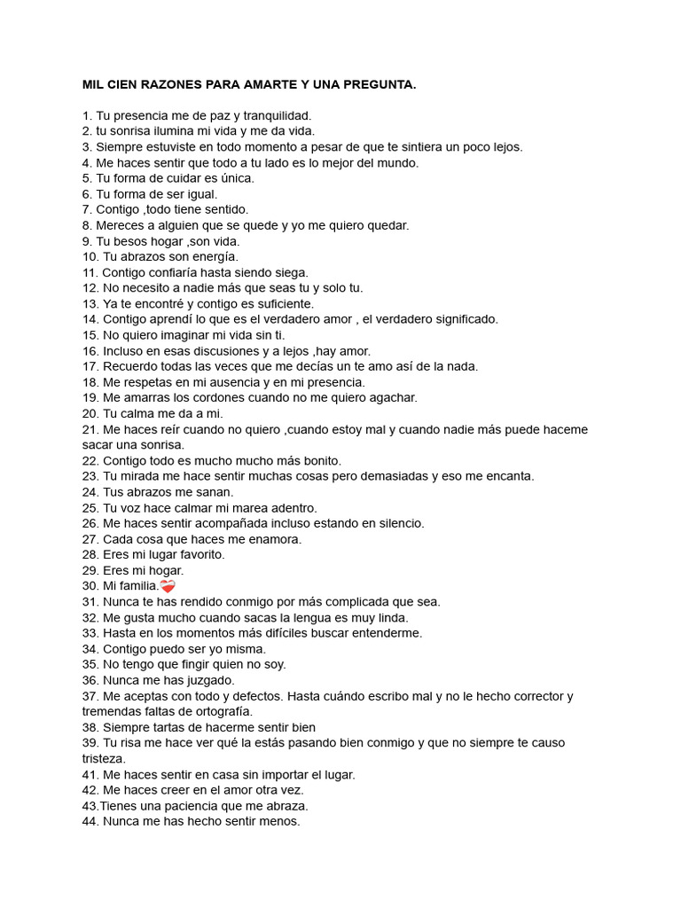 Mil razones para amarte siempre | PDF | Amor | Sicología