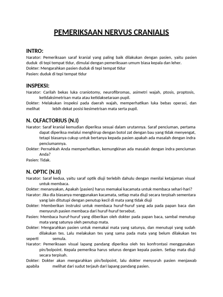 Panduan Pemeriksaan Saraf Kranial | PDF