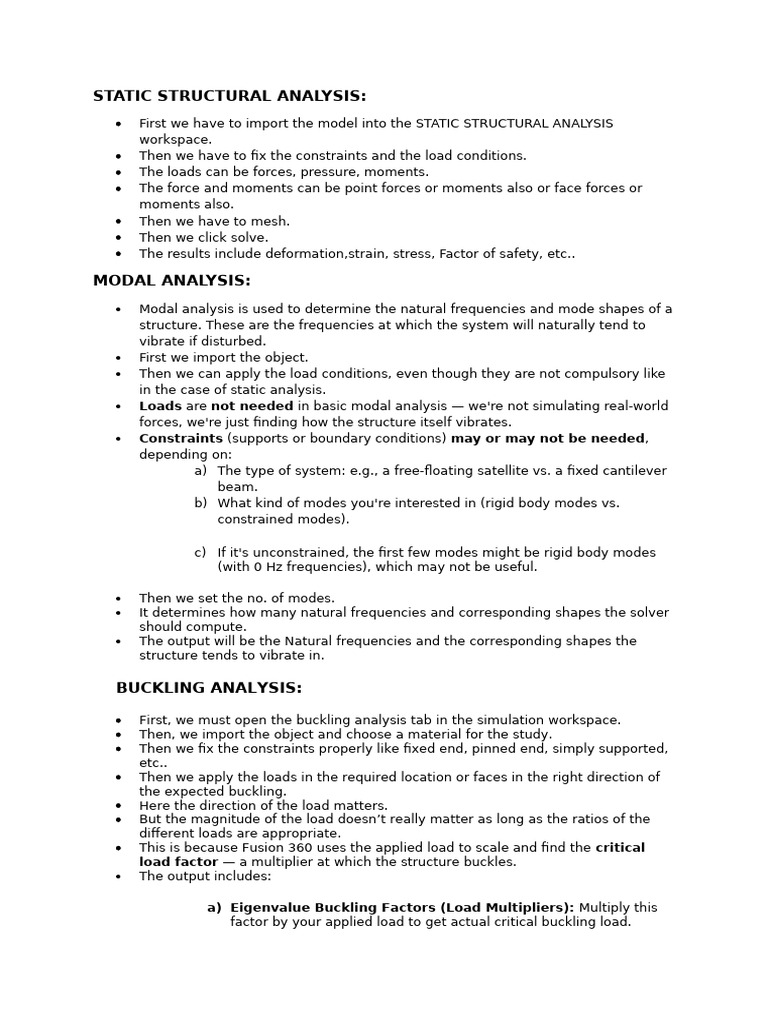 Different Analysis Summary | PDF | Buckling | Structural Load