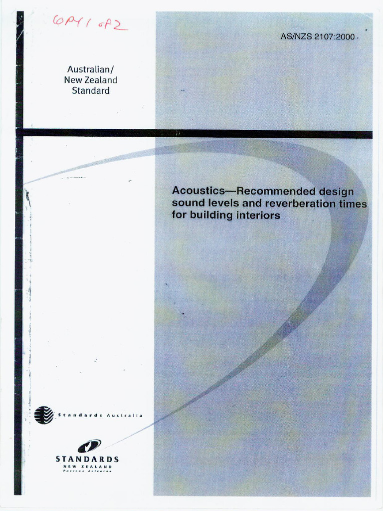 AS - NZS 2107-00 - Design Sound Levels and Reverberation Times For ...