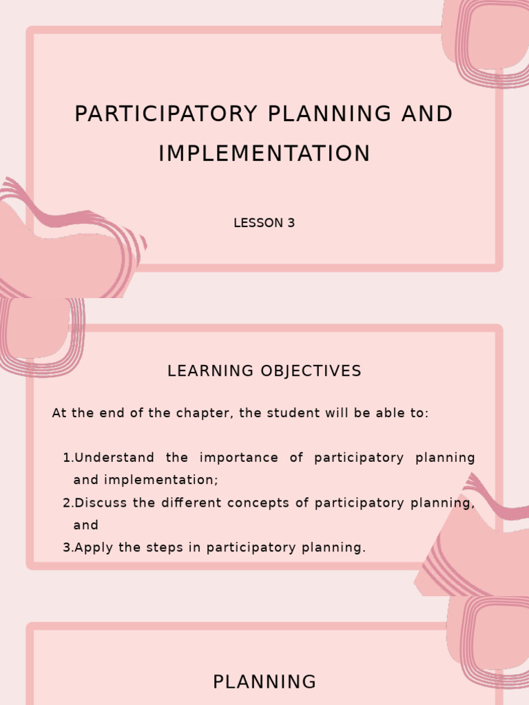 Participatory Planning and Implementation | PDF