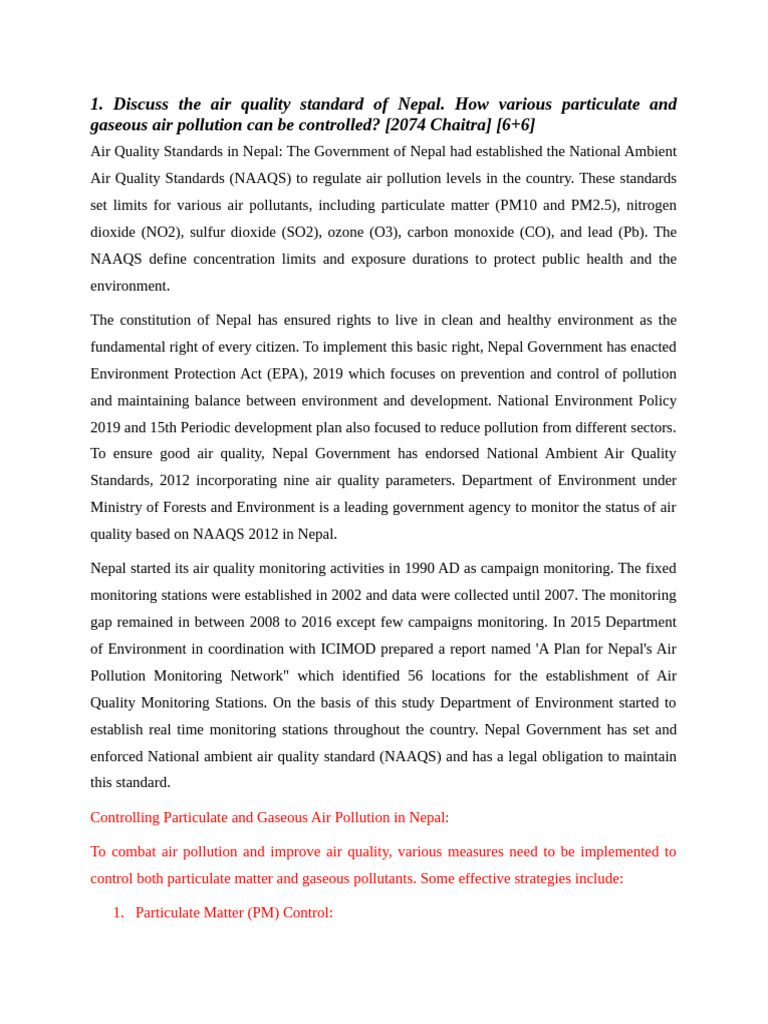 2074 Chaitra Question Answer | PDF | Sewage Treatment | Air Pollution