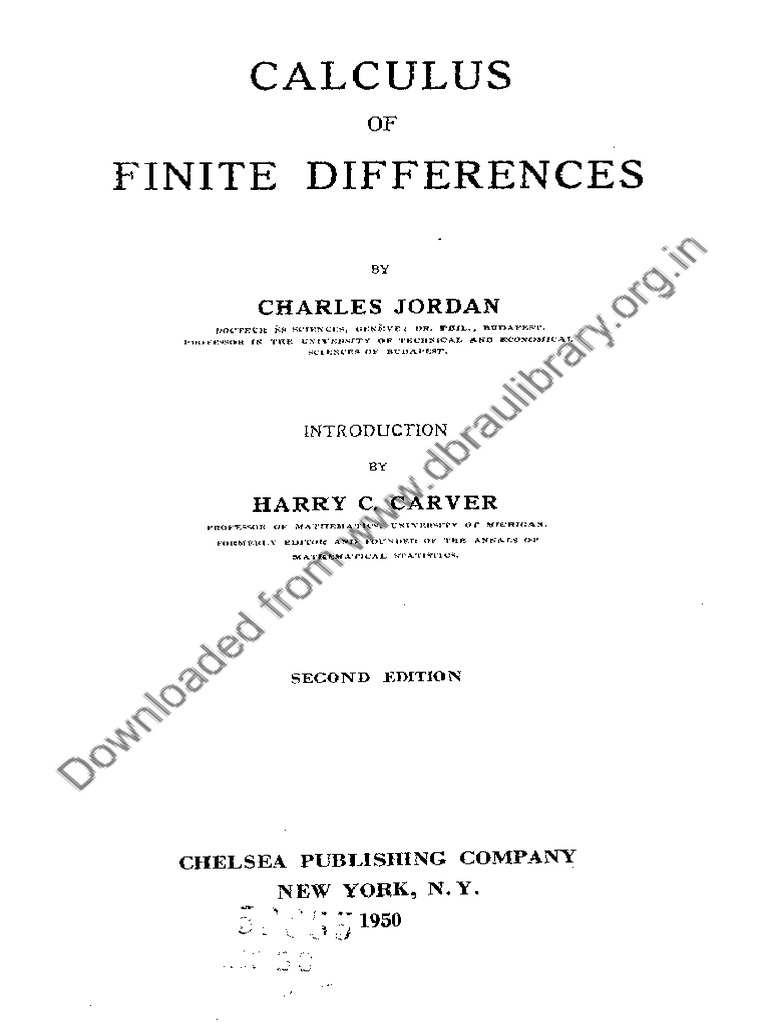 Mathematics 1950 53855 Calculus of Finite Differences | PDF