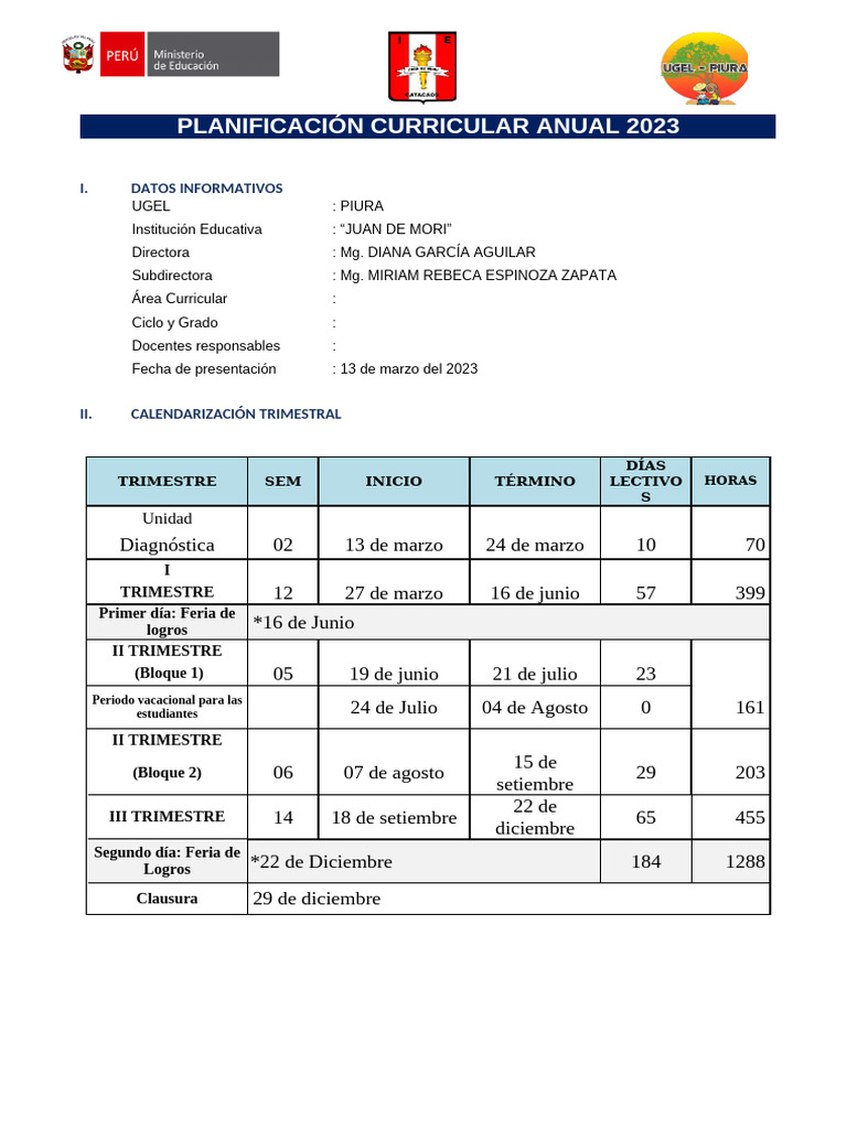 Formato 2023. Planificación Anual | PDF | Aprendizaje