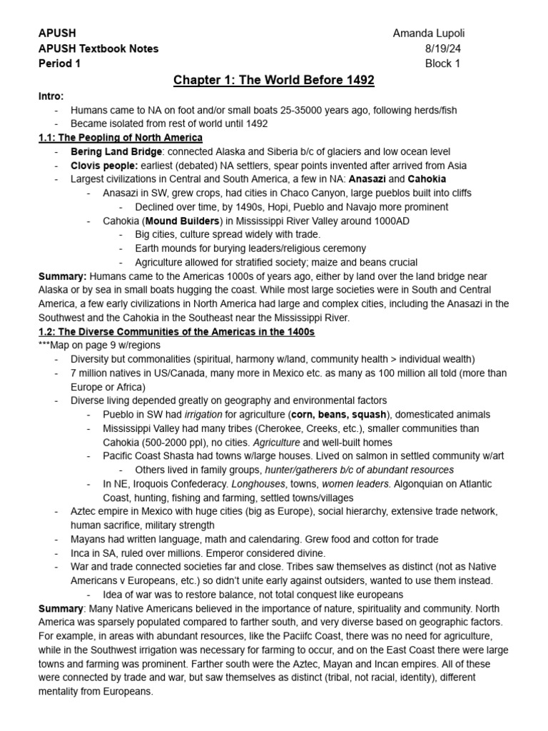 APUSH Chapter 1: Pre-1492 Societies | PDF | Africa | Trade
