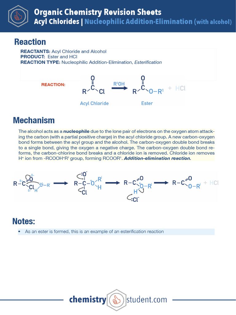 Acyl Chlorides and Alkenes Reactions Guide | PDF | Chemical Reactions ...
