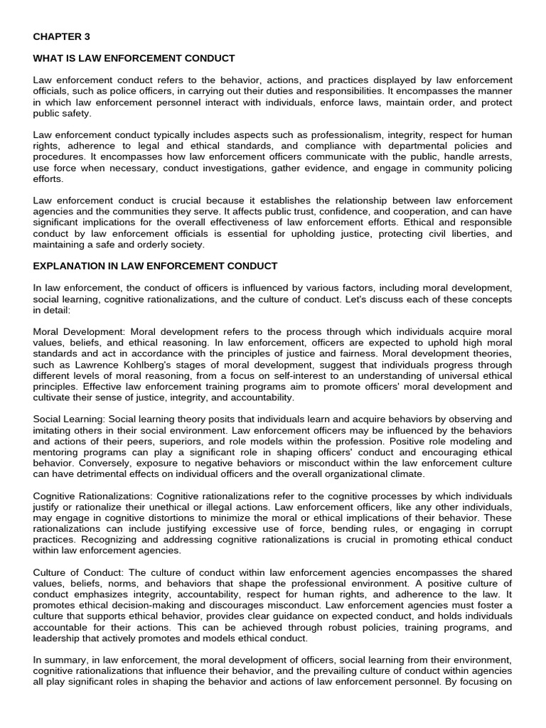 Chapter 3 Law Enforcement Coduct | PDF | Morality | Justice