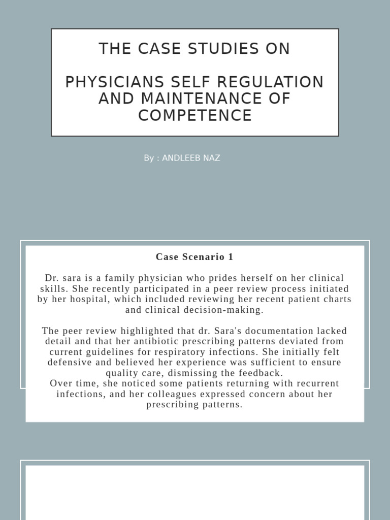 Physician Self-Regulation Case Studies | PDF | Occupational Burnout ...