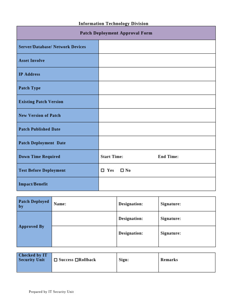 Patch Deployment Approval Form | PDF