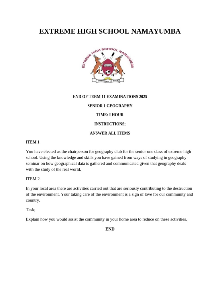 s1 Eot 2 Geography | PDF